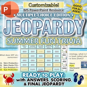 Summer Fun Jeopardy Trivia - Digital Party Game, Customizable Resource ...