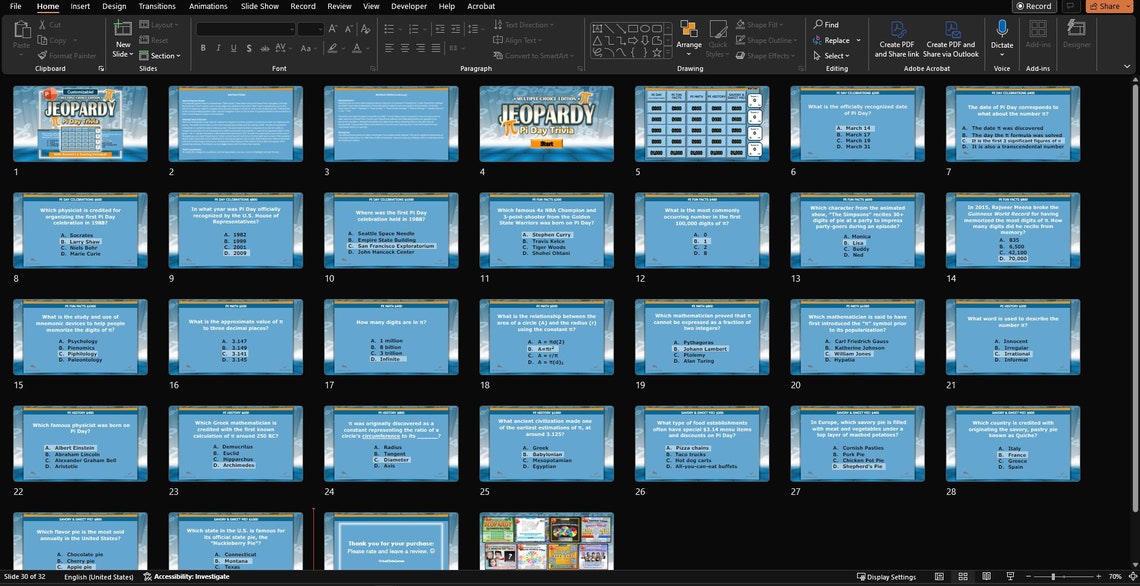 Pi Day Jeopardy Trivia Game: Customizable W/ Scoring Powerpoint Digital ...