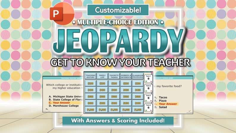 Back to School, Meet the Teacher Jeopardy Game for Powerpoint - Digital ...