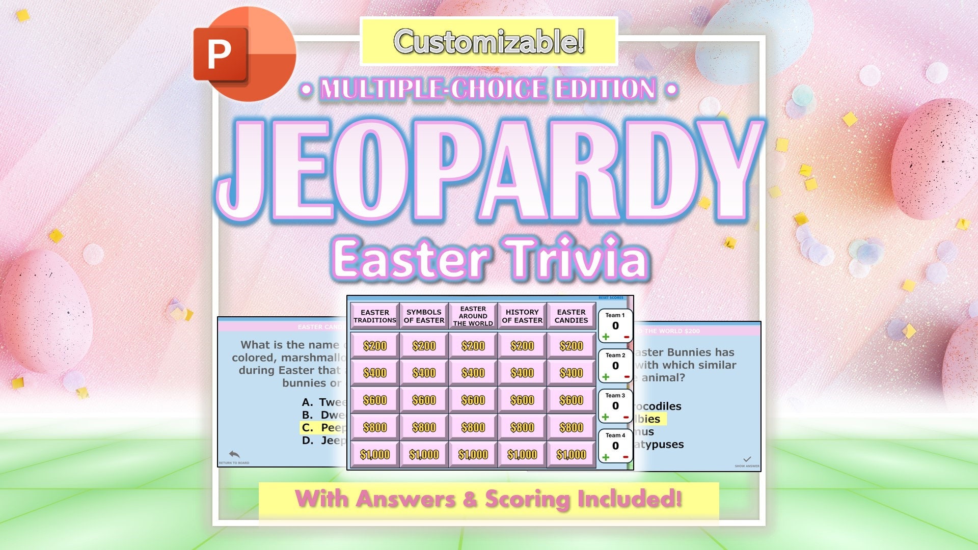 Jeopardy Easter Day Trivia Game W/ Scoring & Customizable Digital ...