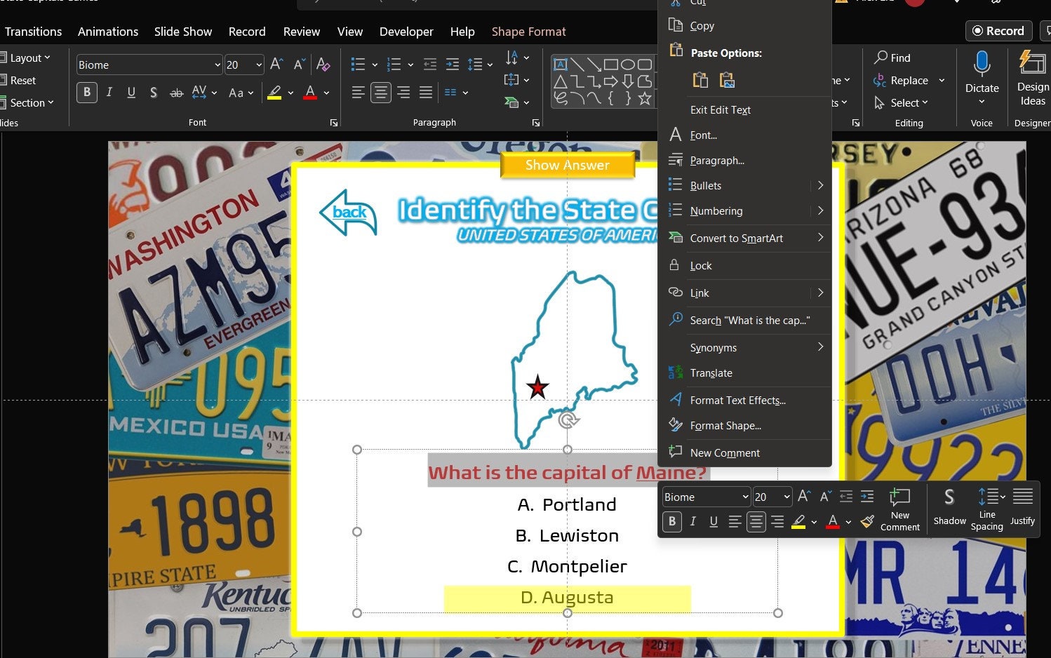 50 State Capitals - Multiple Choice PPT Game - Etsy