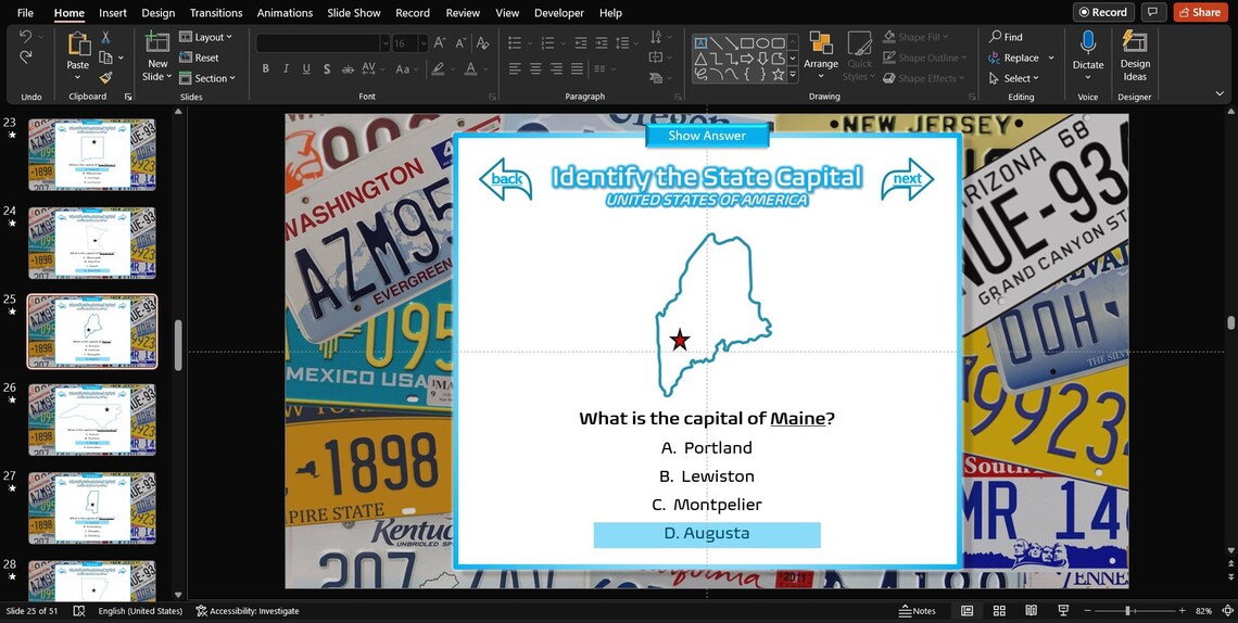 50 State Capitals - Multiple Choice PPT Game - Etsy