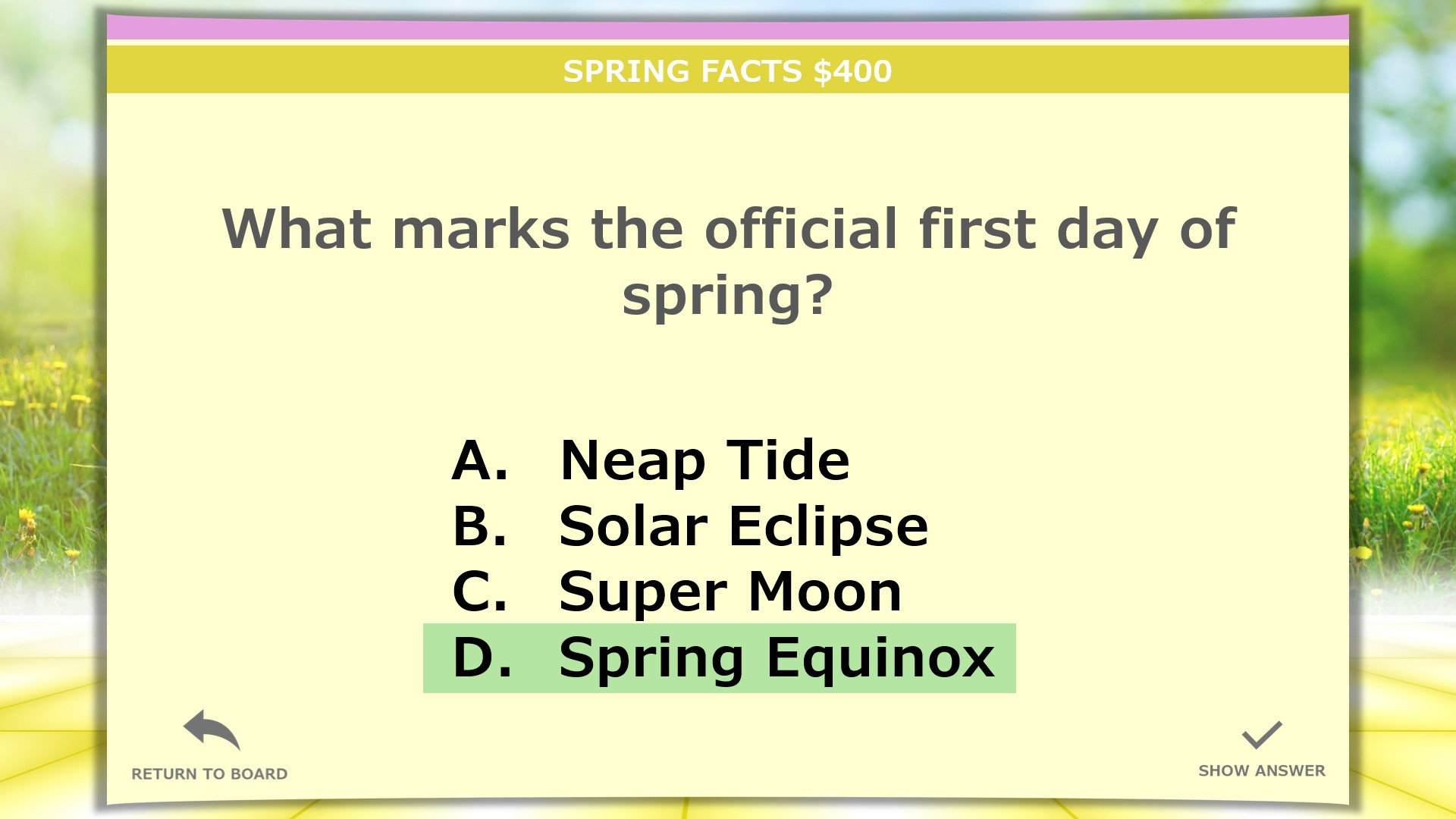 1st Day of Spring Jeopardy Game Digital Powerpoint Activity With ...