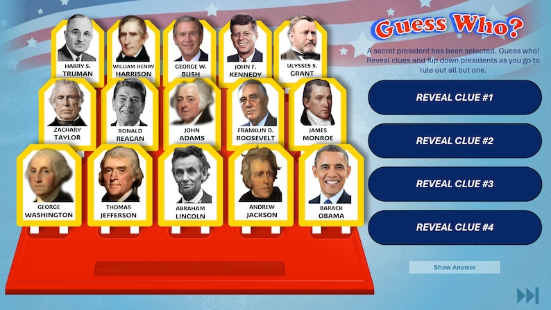 Guess Who? U.S. President Themed Interactive Digital Powerpoint Game ...