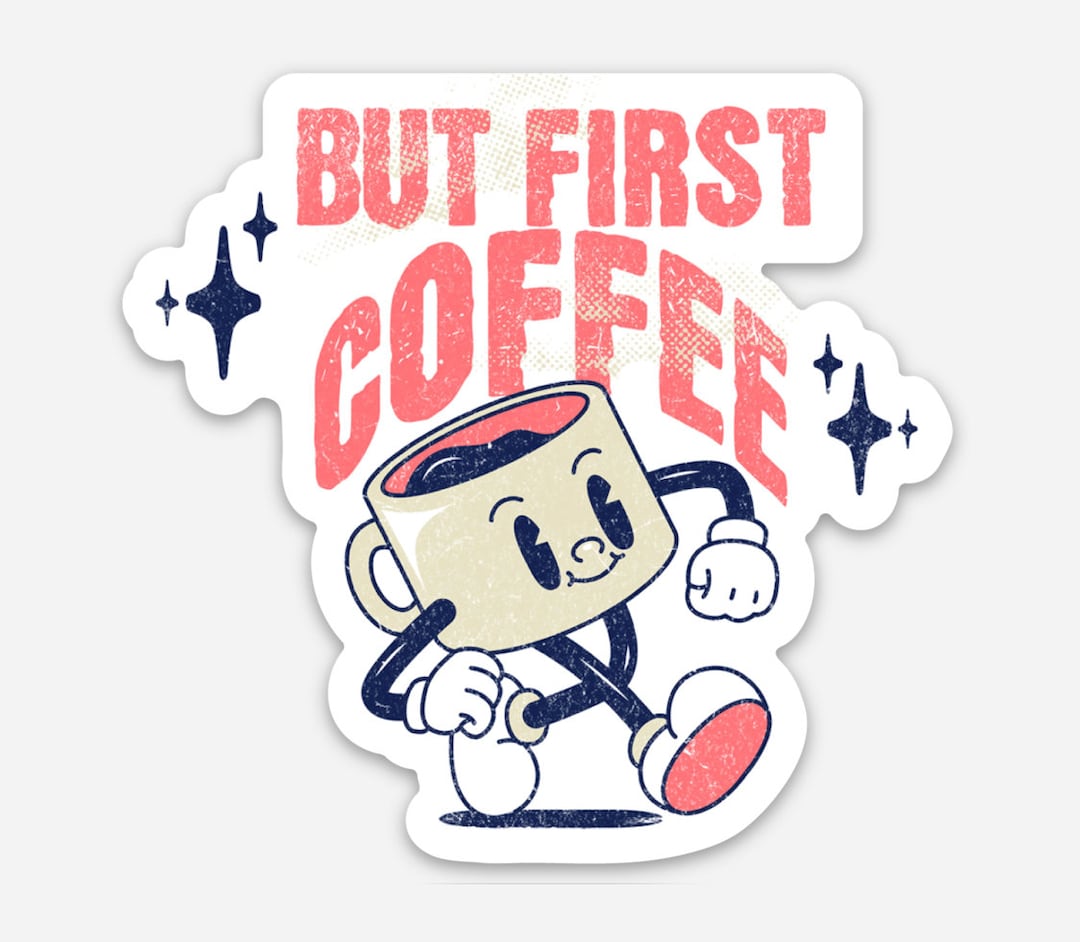 But First Coffee Retro Vinyl Sticker - Etsy