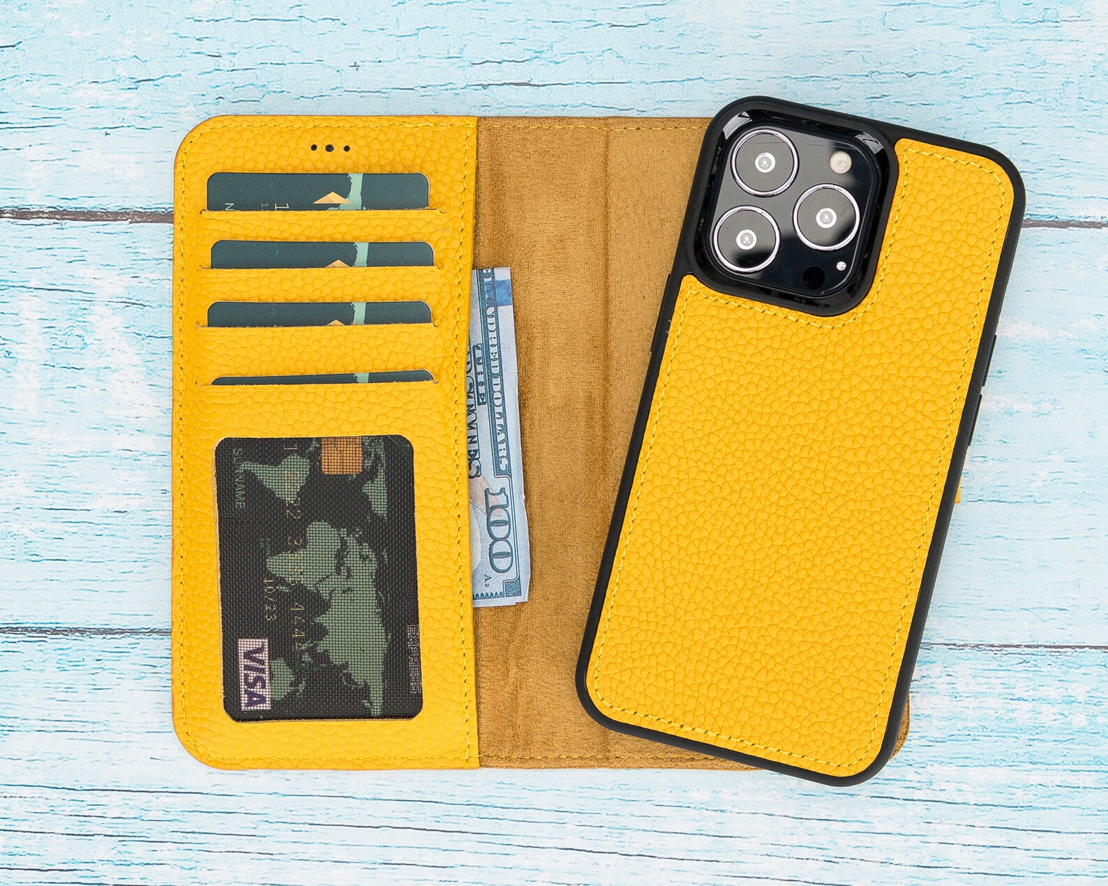 Leather Iphone 13 Pro Max 2 in 1 Wallet Case Detachable | Etsy