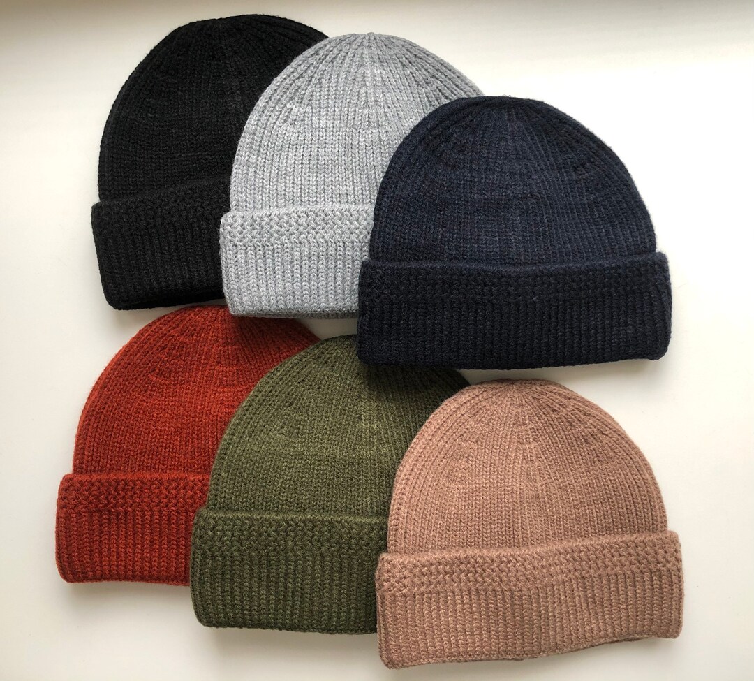 Classic Style Knit Cuff Short Fishermans Beanie Look Skullcaps Vintage ...