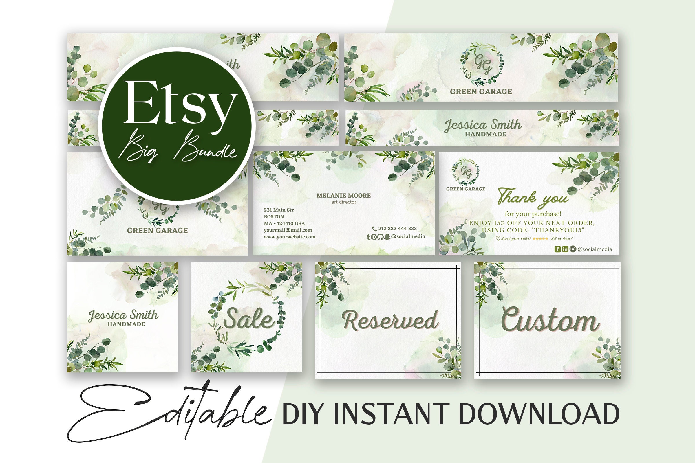 Etsy Shop Banner Kit EDITABLE DIY Branding Set Printable - Etsy