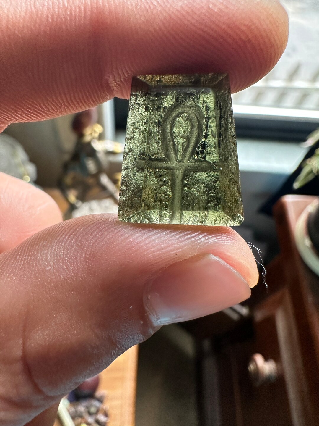 Reverse Intaglio Moldavite Ankh Carving - Etsy