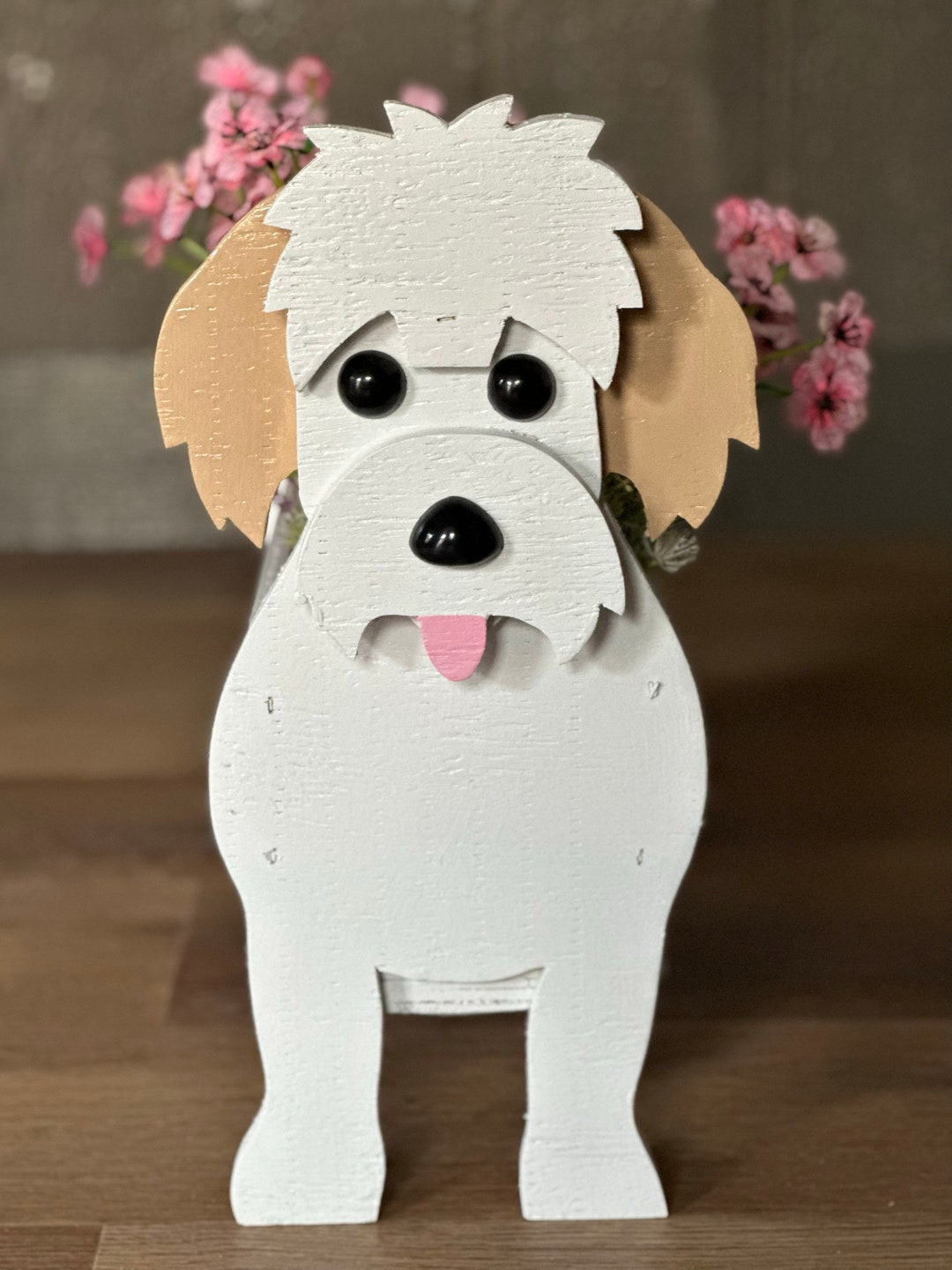 Dog/pet Planter, Dog Flower Box, Cavachon Planter, Indoor/outdoor. Wood ...