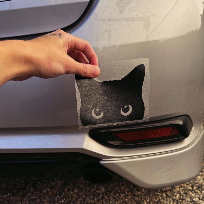 Black Cat Peeker Peeking Sticker Waterproof Funny Cat Peek Sticker Wall ...