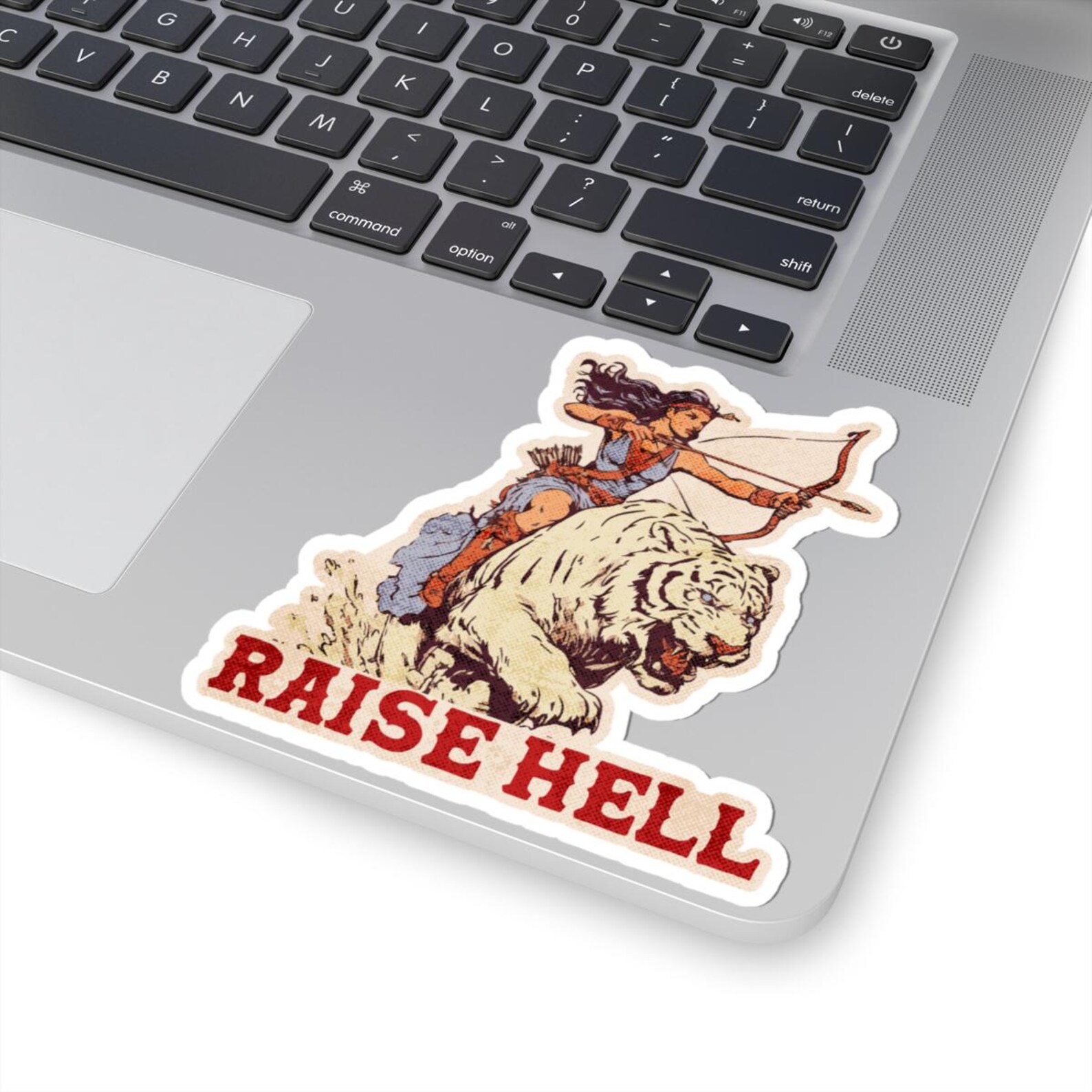 Raise Hell Cowgirl and Tiger Sticker, Vintage Feminist Aesthetic Decal ...