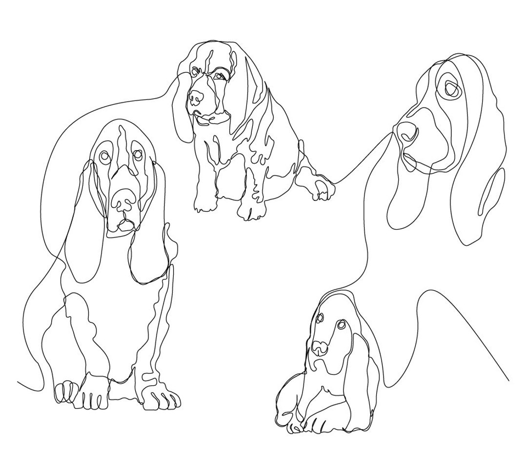 Longarm Machine Quilting Digital Pattern Basset Hound Edge to Edge ...