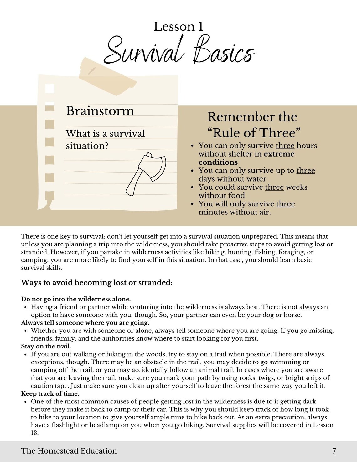 Survival Basics Mini Course Spiral Bound - Etsy