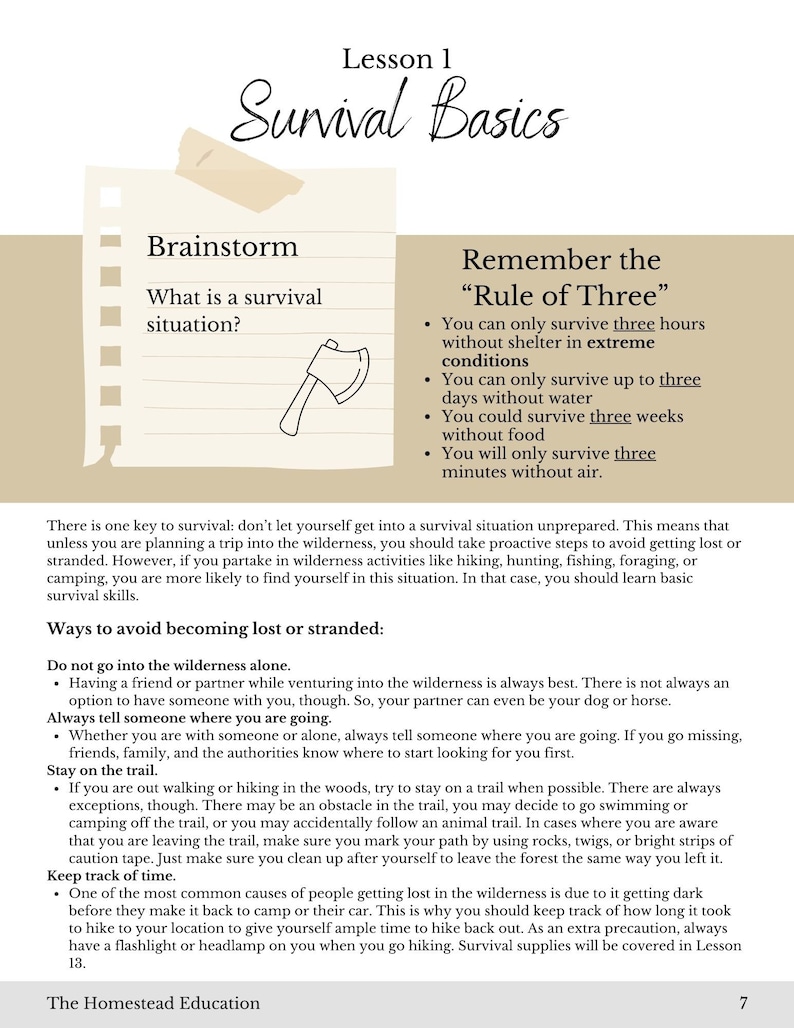 Survival Basics Mini Course Spiral Bound - Etsy