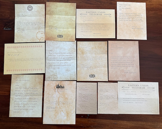 Indiana Jones Adventure Letters and Telegrams | 13 Replica Prop ...