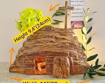 Easter Nativity Scene Wooden Sculpture Empty Tomb With Three Cross Tomb ...