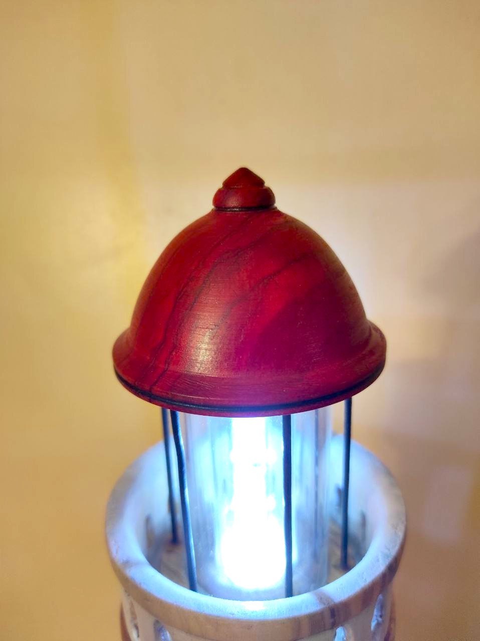18.5 Lighthouse in Olive Wood and Led Light Decoration of House ...