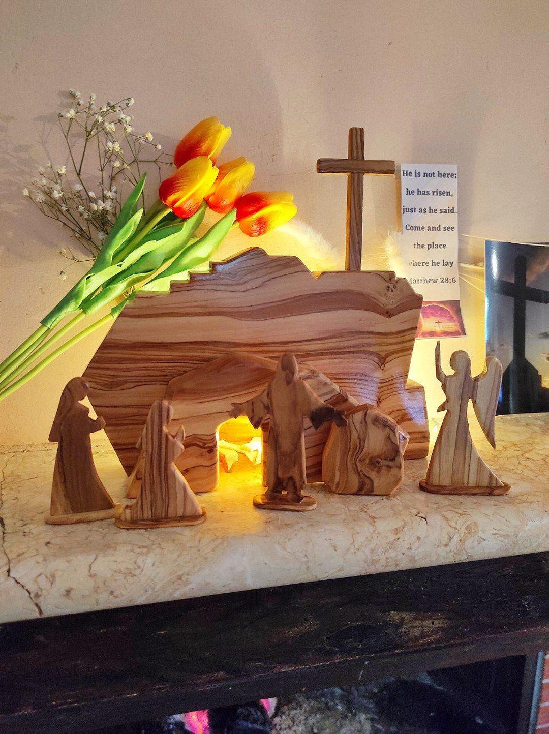 Wooden Easter Resurrection Scene + Led - Wooden Empty Tomb - Easter ...