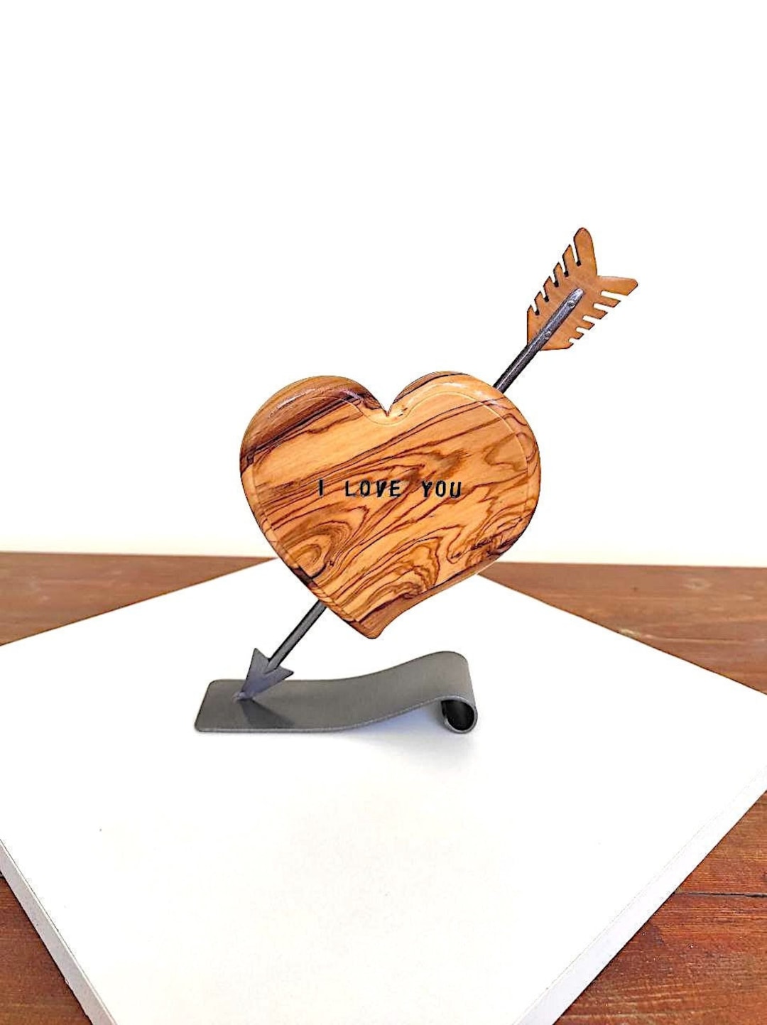 Wooden Heart With Arrow - Valentine's Day Gift - 5 Years Anniversary ...