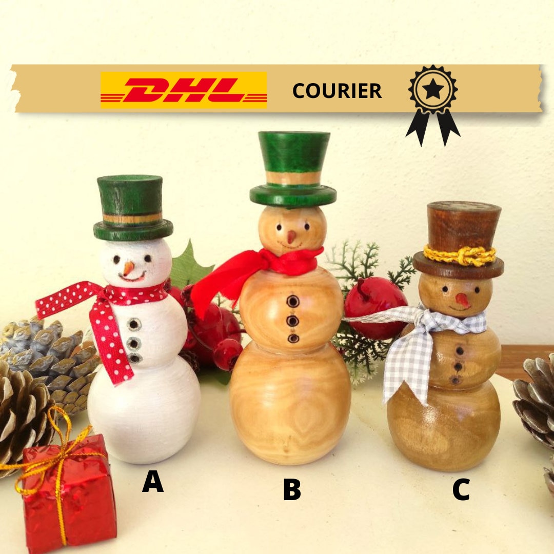 Wood Snowman Ornament Set, Hand Turned Snowman, Snowman Decor, Snowman ...