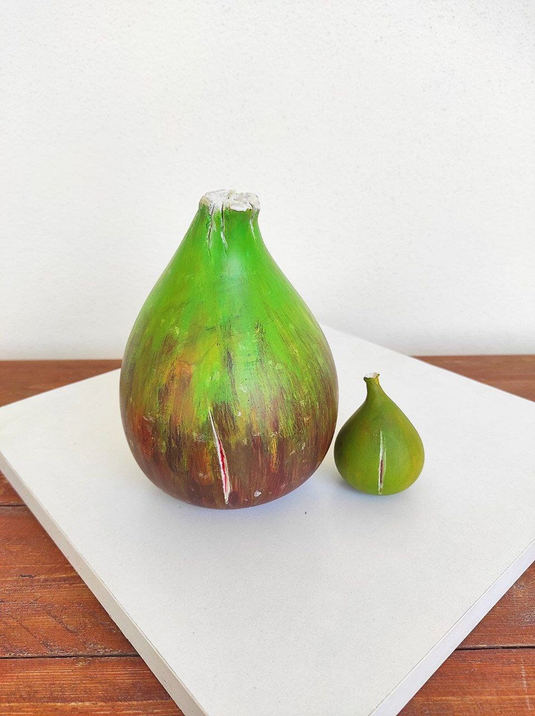 Wooden Extra Large Sculpture of Fig Wooden Fig Green Brown - Etsy