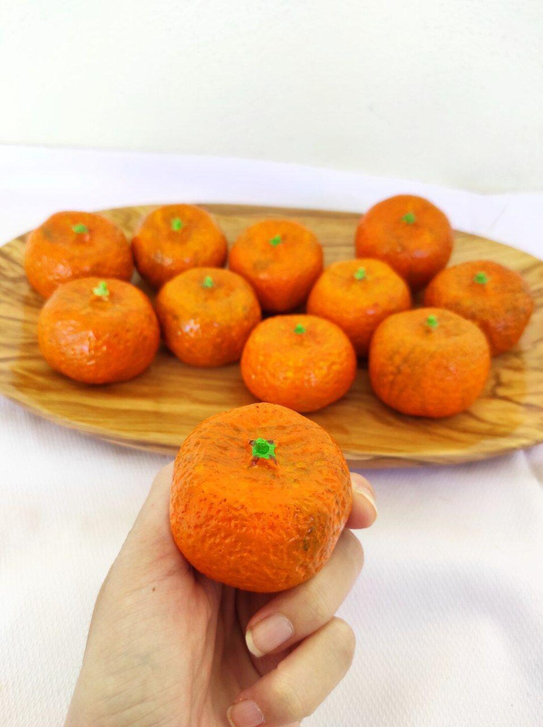 Olive Wood Clementine Natural Size Kitchen Decor - Wooden Fruits ...