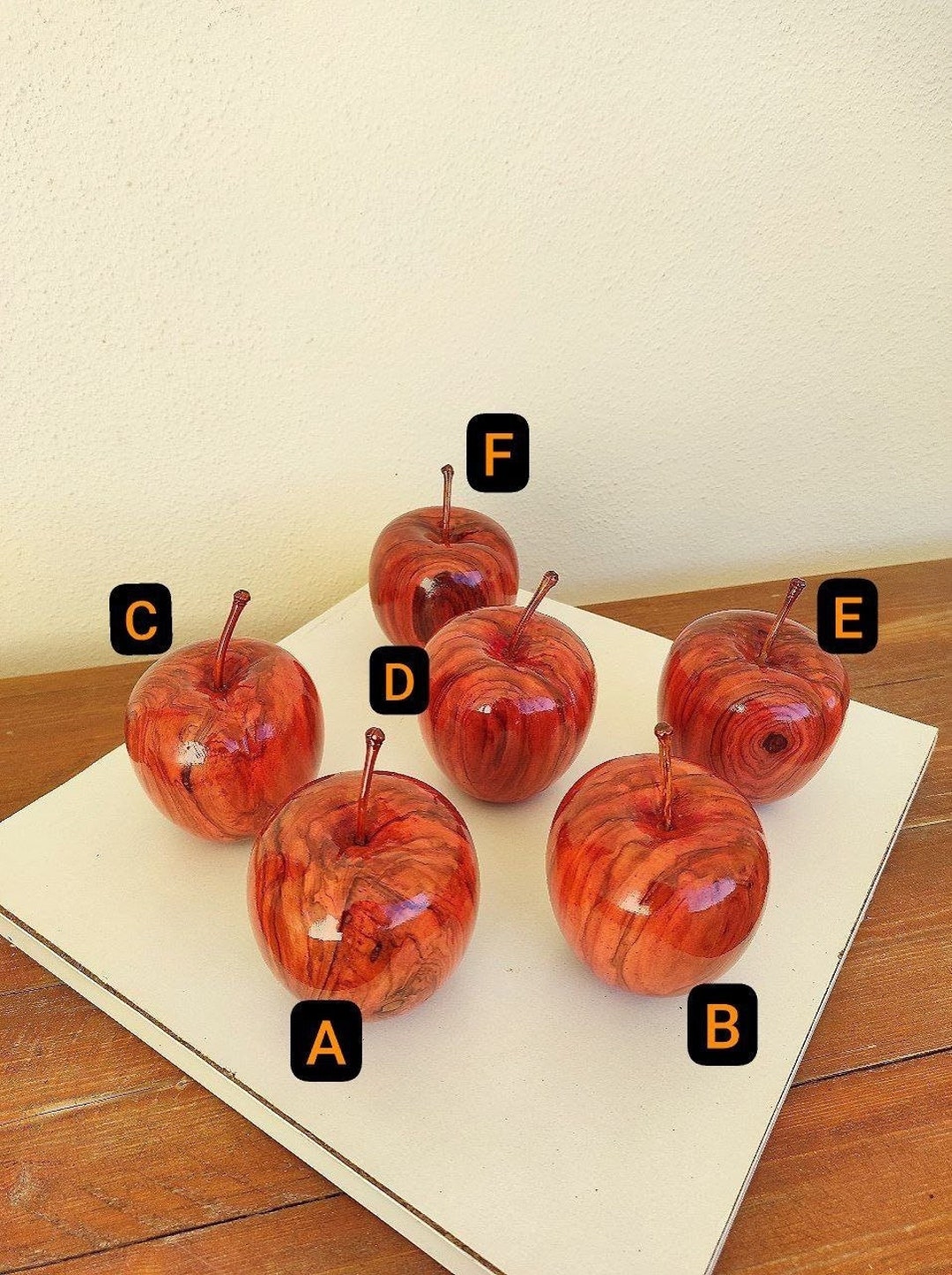 Large Red Apples in Olive Wood Wooden Fruit Wooden Carved Apples ...