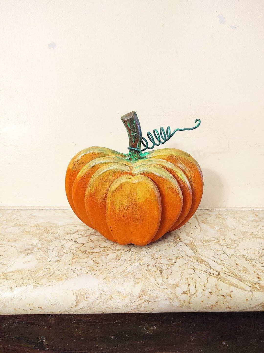 Wood Carved Pumpkins, Thanksgiving Pumpkin, Painted Pumpkins, Farmhouse ...