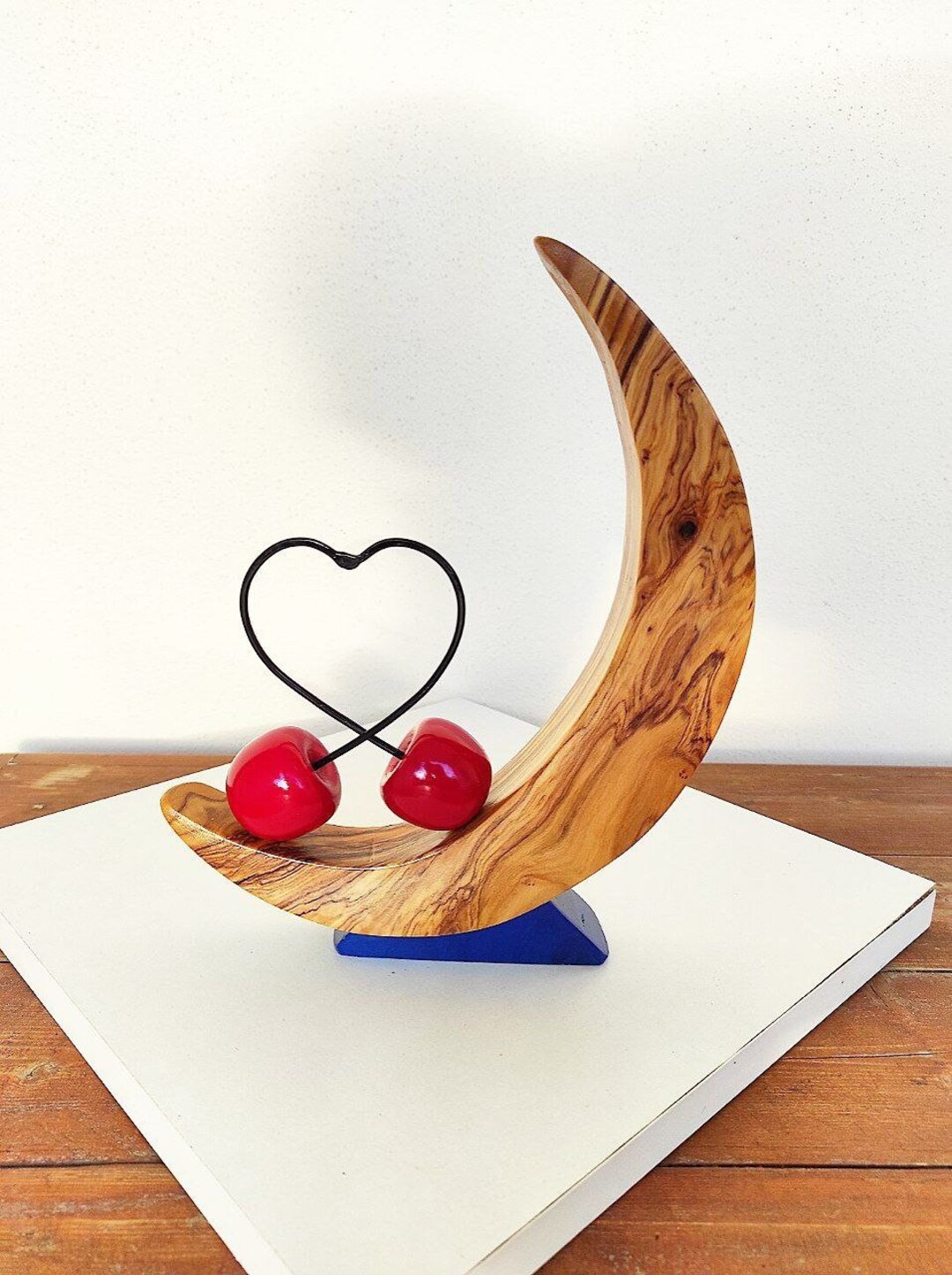 Valentine's Day Red Cherries on the Moon - Anniversary Wooden Couple of ...