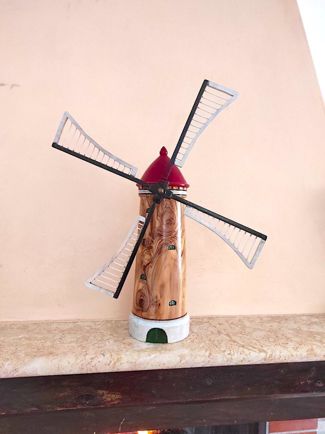 Big Wooden Windmill Decor - Outdoor Windmill - Farmhouse Decor - Olive ...