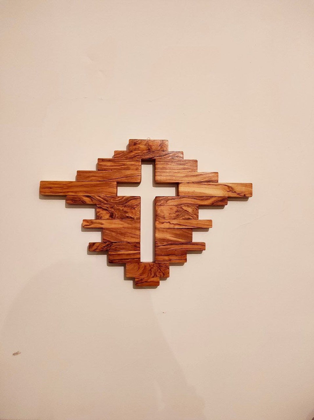 Rustic Olive Wood Religious Cross Wall Art Wood Cross Wall Decor ...