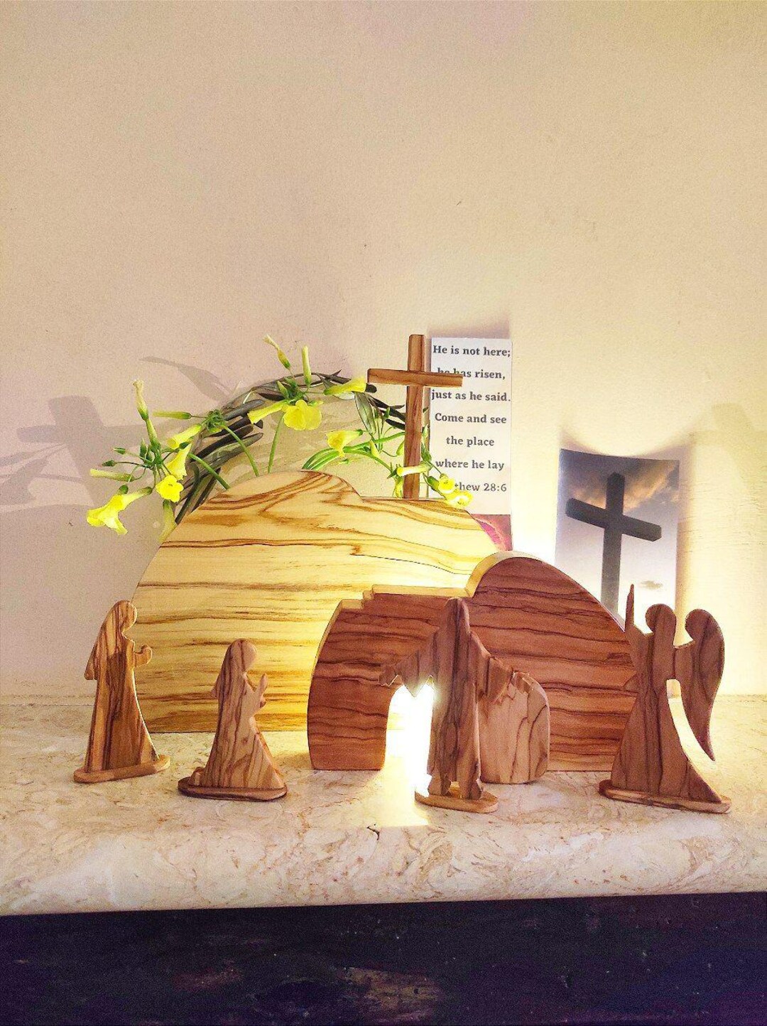 Wooden Easter Resurrection Scene - Wooden Empty Tomb - Easter Nativity ...