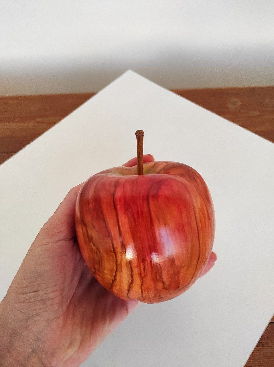 Grote rode appels in olijfhout Fruit in hout Houten - Etsy België