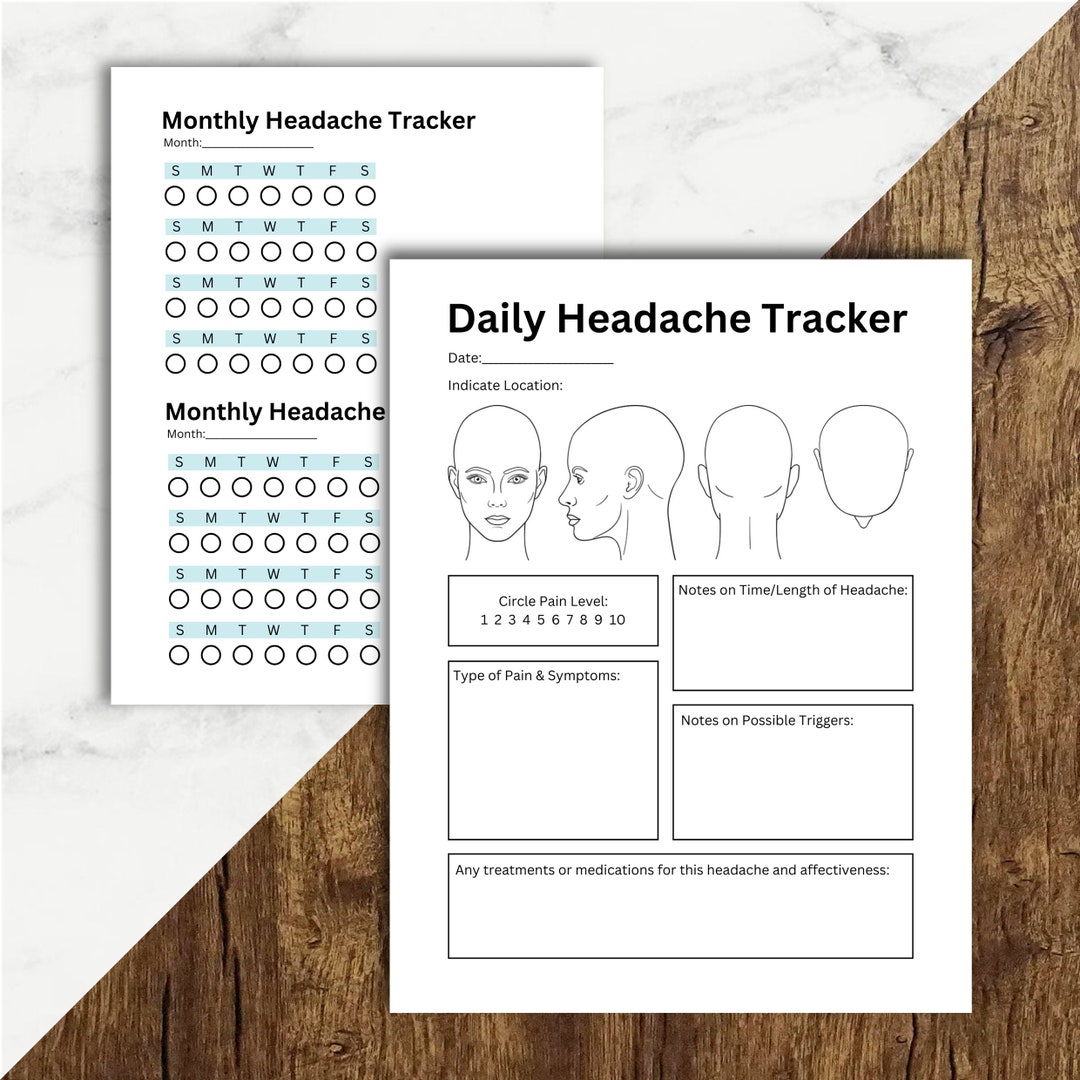Daily and Monthly Headache Tracker - Etsy