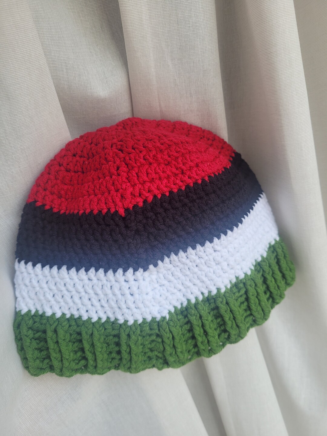 Handmade Crochet Hat With Palestine Flag Colours Code - Etsy