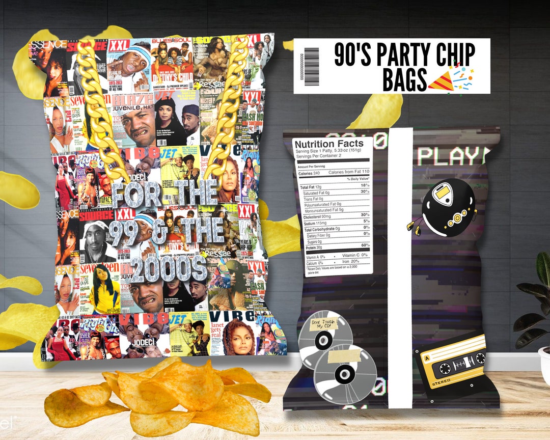 Chip Bag Favors, 90s Party, 90s Theme, 90s Party Decor, 90s Party Chip ...