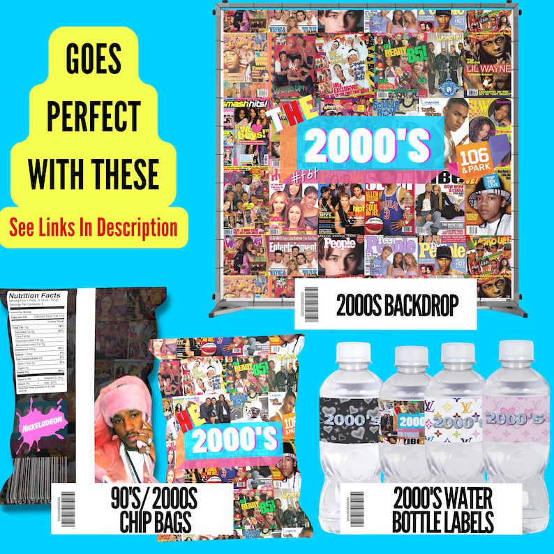 2000's Party Decorations, Y2K Cupcake Toppers, Instant Download, 2000's ...