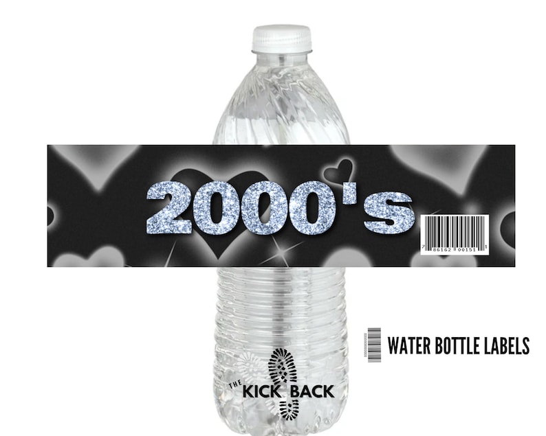Digital Download Custom Water Bottle Labels Y2k Party water - Etsy