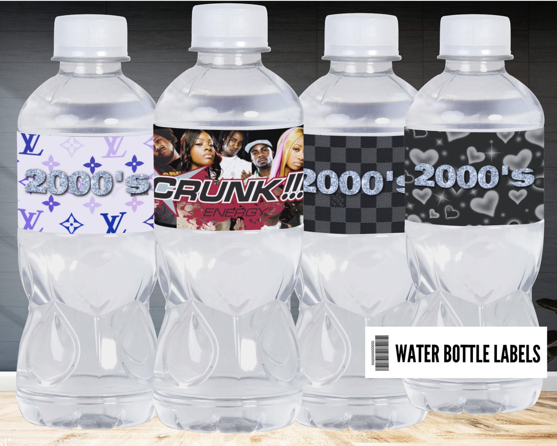 Digital Download Custom Water Bottle Labels Y2k Party water - Etsy