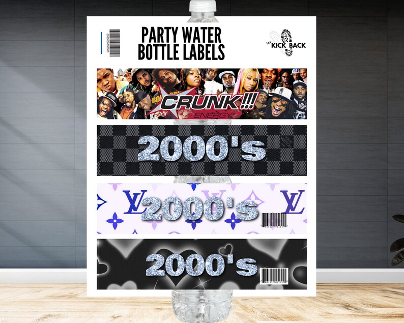 Digital Download Custom Water Bottle Labels Y2k Party water - Etsy