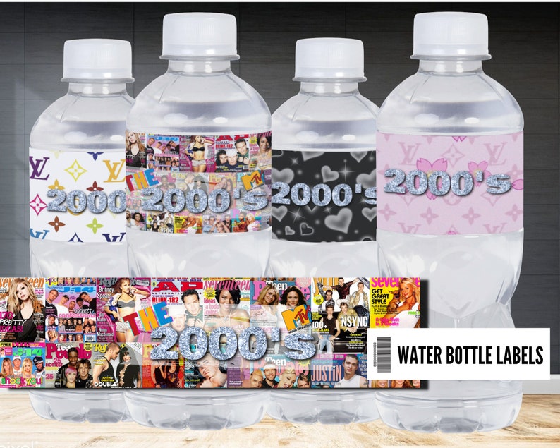 Y2K Party Water Bottle Label: 2000s Theme (digital Download) - Etsy