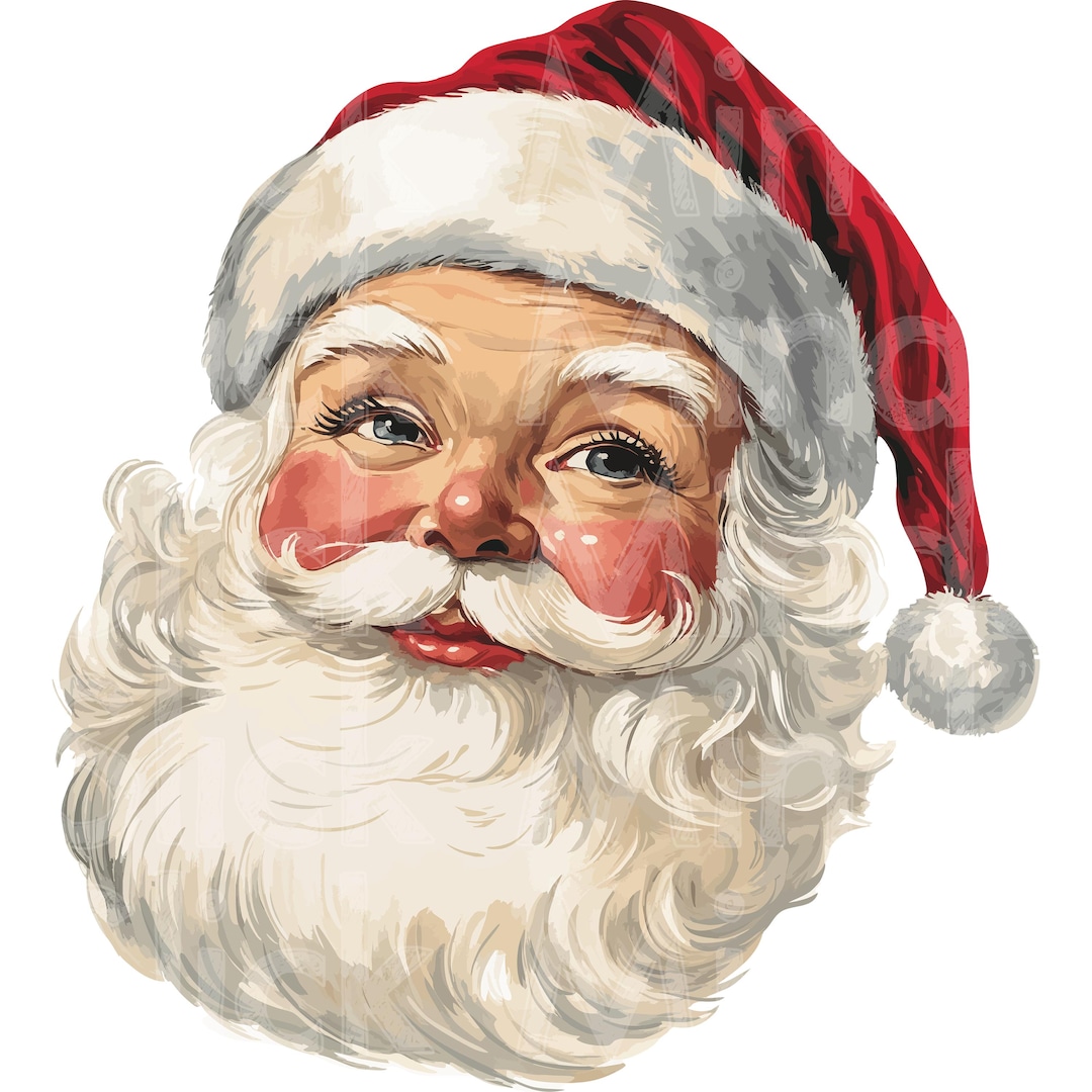 Vintage Santa Face PNG: Retro Christmas Sublimation (digital Download ...