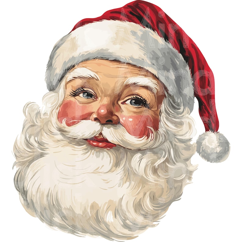 Vintage Santa Face - Christmas PNG, Retro Holiday Sublimation Design ...