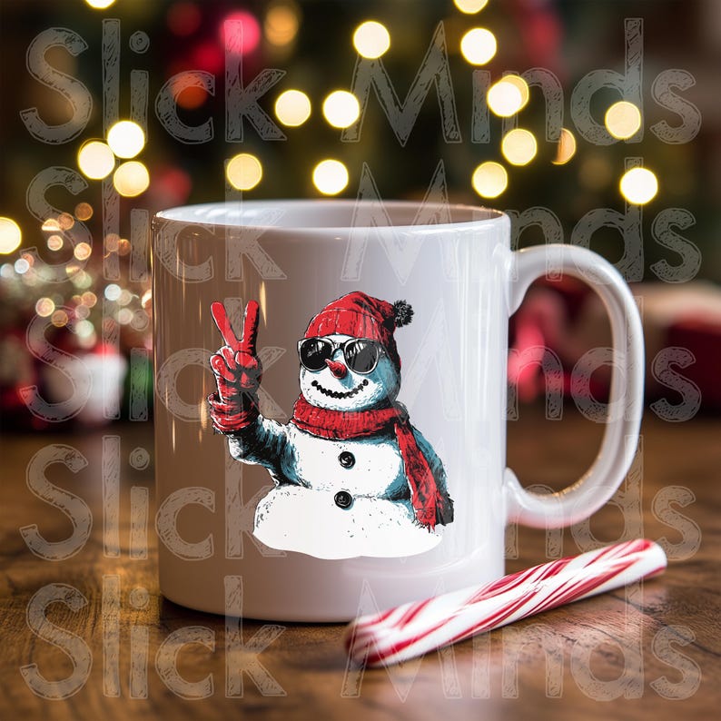 Snowman Peace Sign PNG: Christmas Sublimation Design (digital Download ...