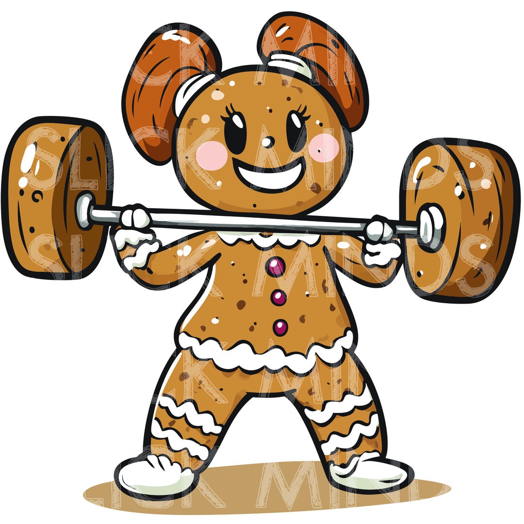 Gingerbread Woman Lifting Weights PNG, Christmas Sublimation Design ...