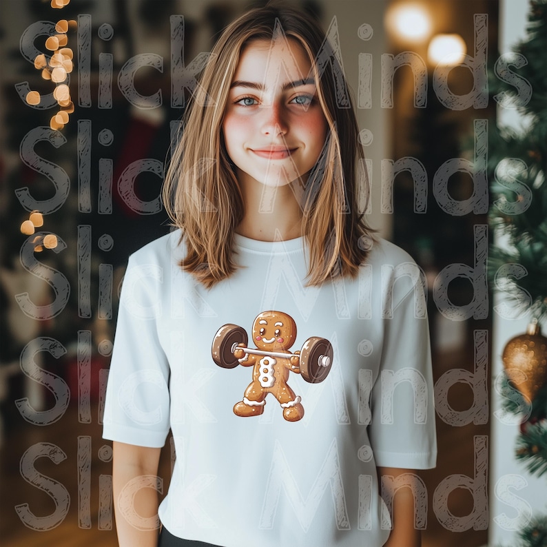 Gingerbread Man Lifting Weights: Christmas Fitness PNG (digital ...
