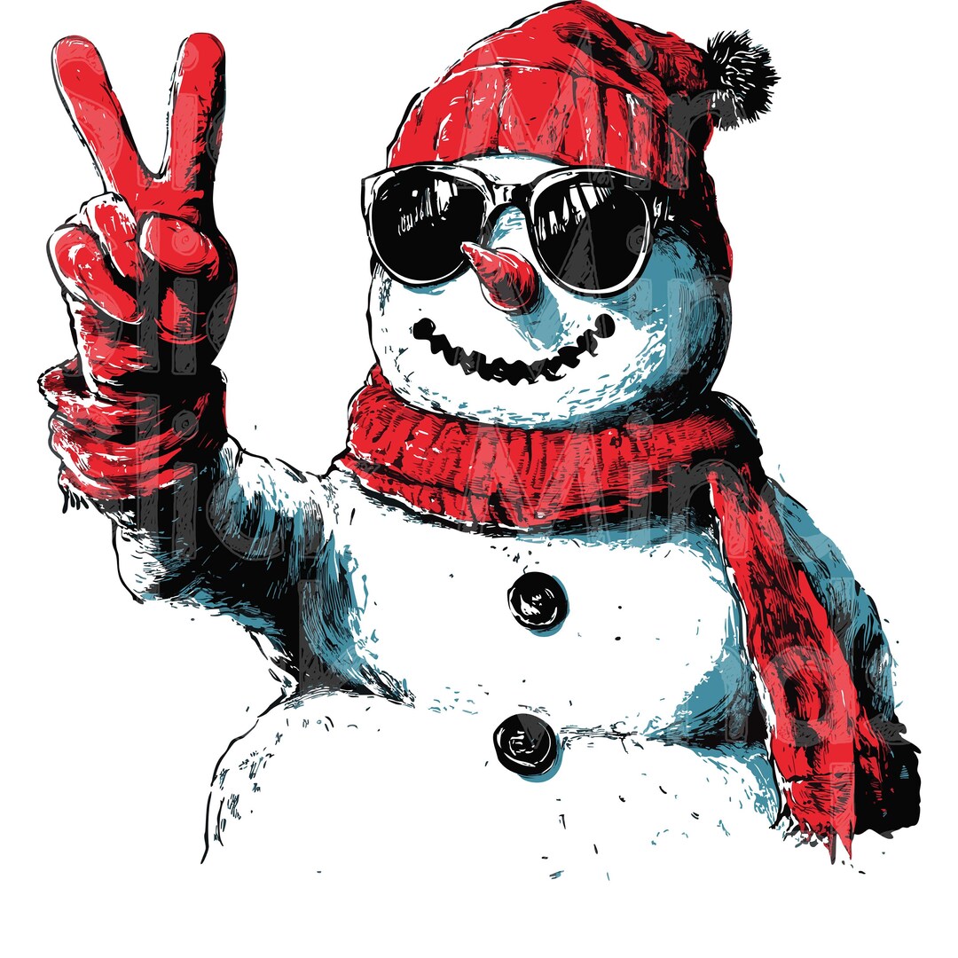 Snowman Peace Sign PNG: Christmas Sublimation Design (digital Download ...