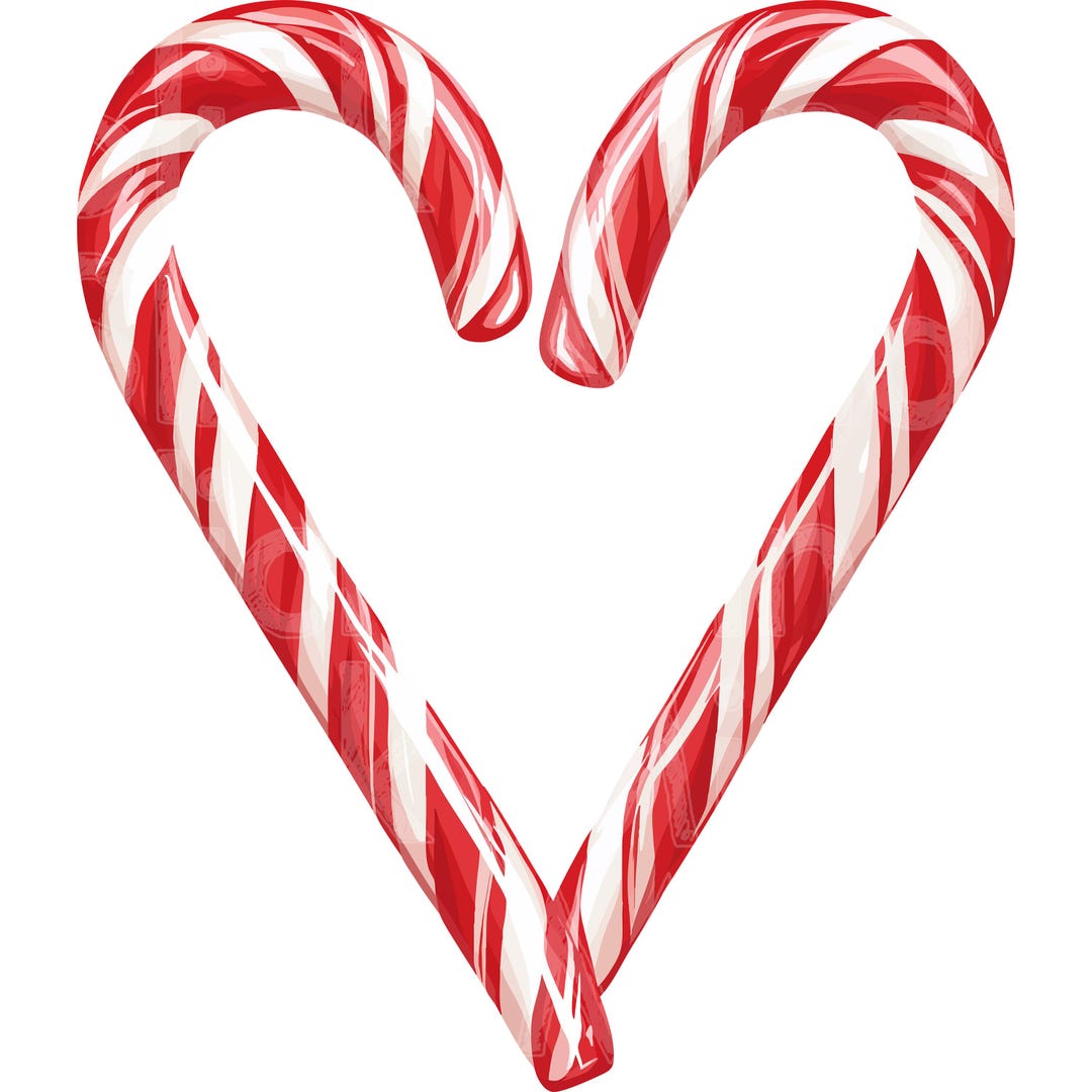 Candy Cane Heart - Christmas PNG, Holiday Sublimation Design, Festive ...