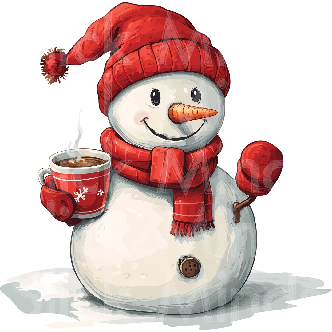 Snowman Cocoa PNG: Winter Christmas Sublimation Design (digital ...